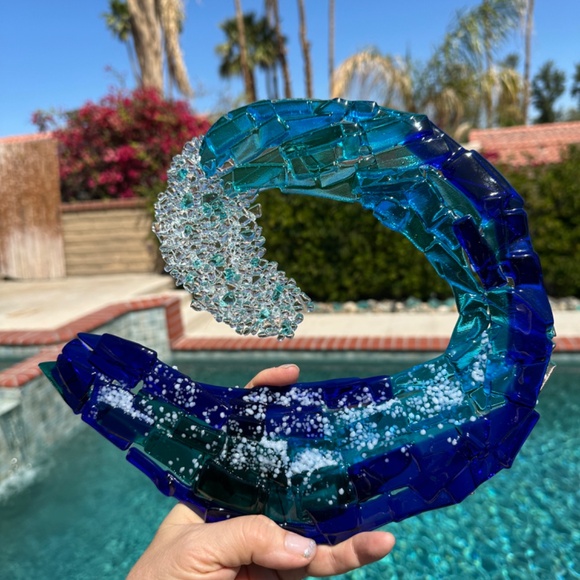 Hand Crafted | Accents | Fused Glass Ocean Wave X11 Inches Handmade ...